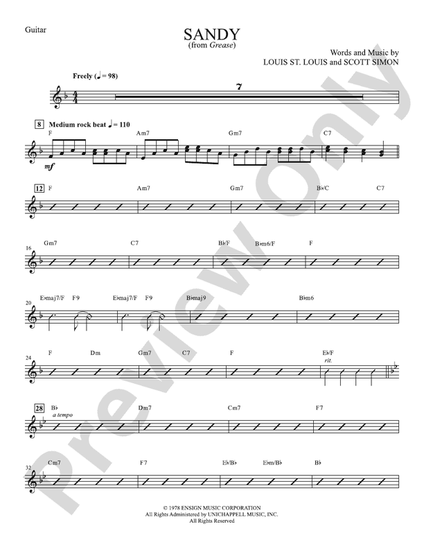 Sandy: Guitar: Guitar Part - Digital Sheet Music Download