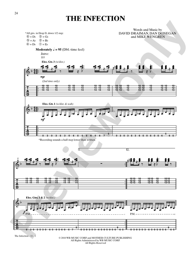 The Infection: Guitar: Disturbed - Digital Sheet Music Download