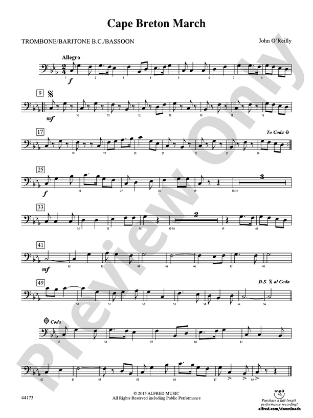 Cape Breton March: 1st Trombone: 1st Trombone Part - Digital Sheet ...