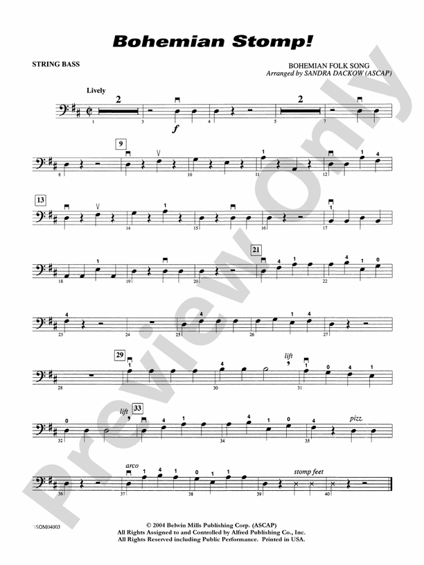 Bohemian Stomp!: String Bass: String Bass Part - Digital Sheet Music ...