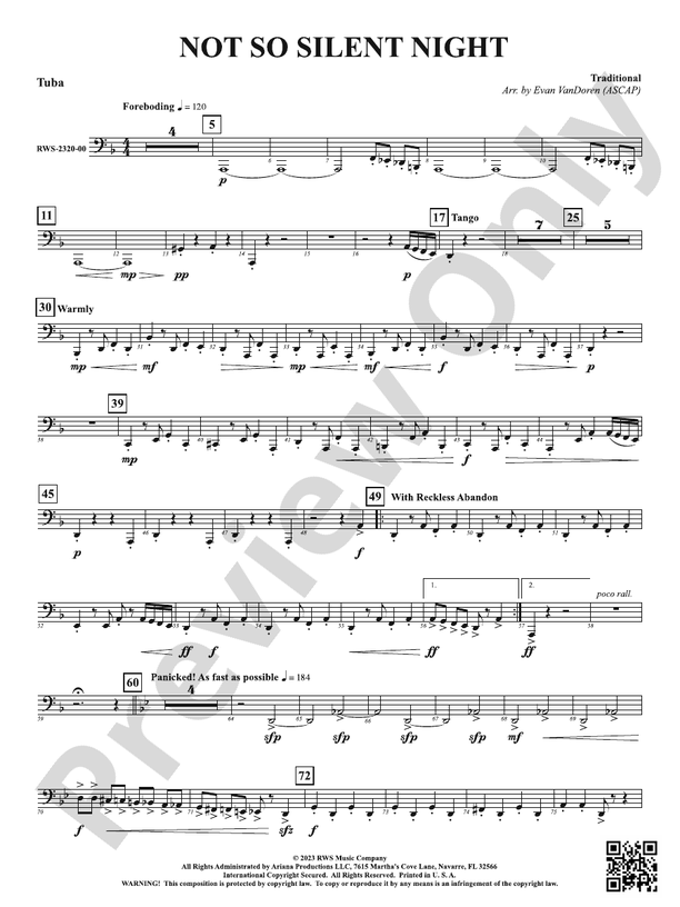 Not So Silent Night: Tuba: Tuba Part - Digital Sheet Music Download