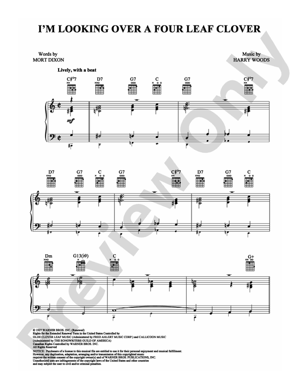I'm Looking Over a Four-Leaf Clover: Piano/Vocal/Chords: Art Mooney ...