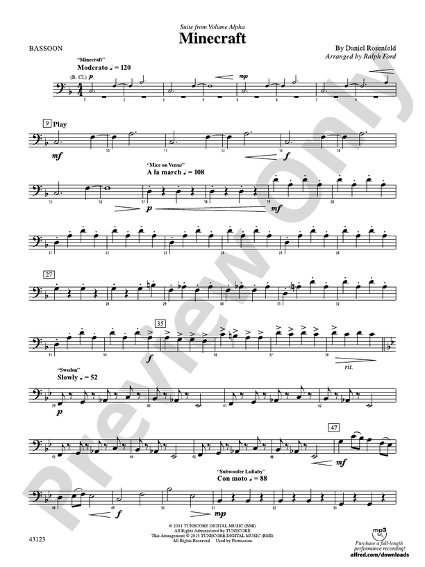 Minecraft: Bassoon: Bassoon Part - Digital Sheet Music Download