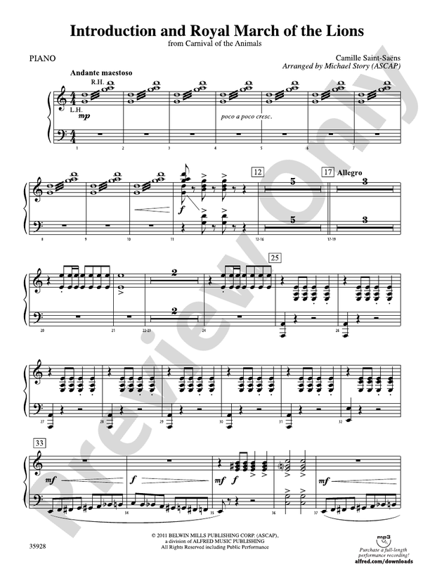 Introduction and Royal March of the Lions (from Carnival of the Animals ...