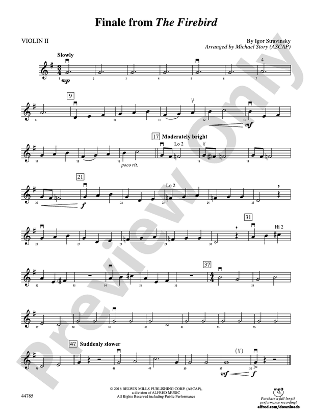 Finale from The Firebird: 2nd Violin: 2nd Violin Part - Digital Sheet ...