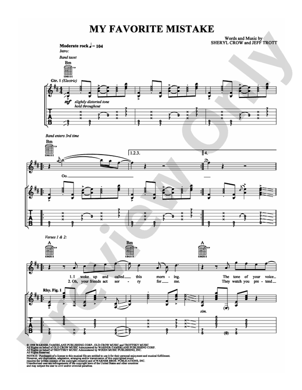 My Favorite Mistake: Guitar TAB: Sheryl Crow - Digital Sheet Music Download