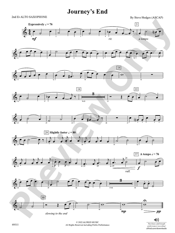 Journey's End: 2nd E-flat Alto Saxophone: 2nd E-flat Alto Saxophone Part - Digital Sheet Music ...
