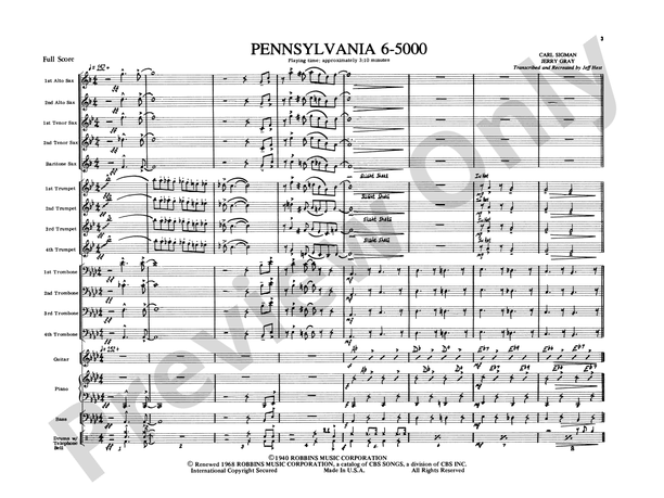 Pennsylvania 6-5000: Score: Jazz Ensemble Score - Digital Sheet Music ...