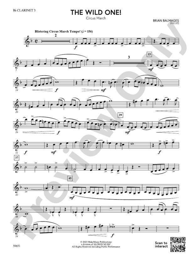 The Wild One!: 3rd B-flat Clarinet: 3rd B-flat Clarinet Part - Digital ...