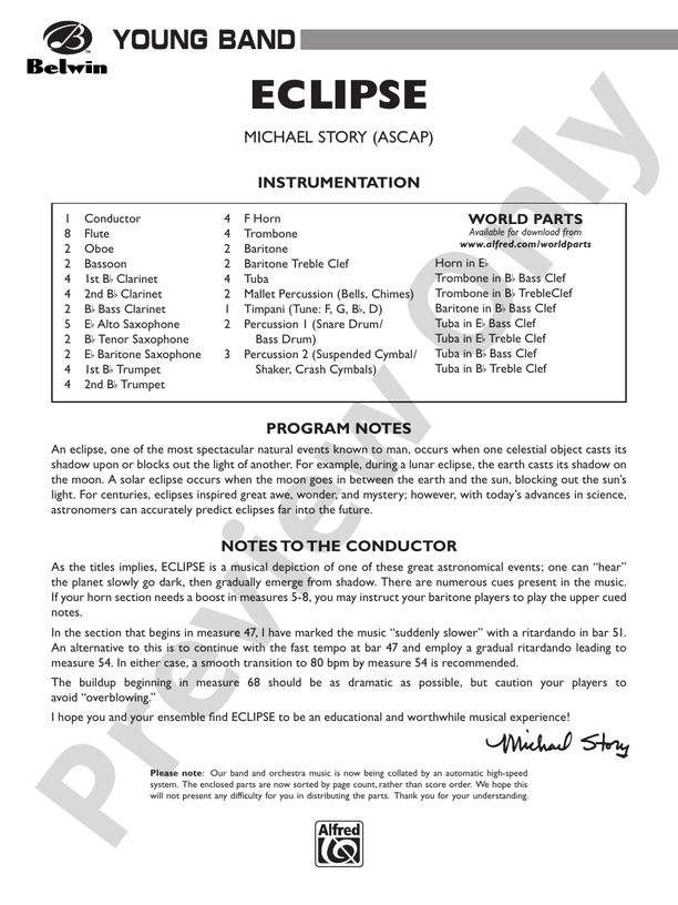 Eclipse: Score: Concert Band Score - Digital Sheet Music Download