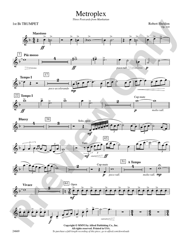 Metroplex: Three Postcards from Manhattan: 1st B-flat Trumpet: 1st B ...