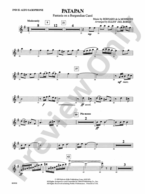 Patapan: 2nd E-flat Alto Saxophone: 2nd E-flat Alto Saxophone Part ...