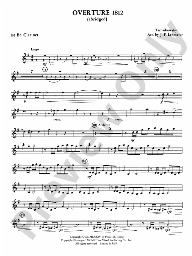 Overture 1812: 1st B-flat Clarinet: 1st B-flat Clarinet Part - Digital Sheet Music Download