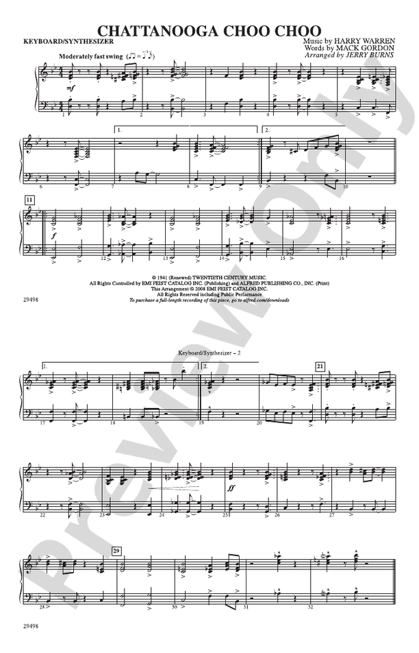 Chattanooga Choo Choo: Keyboard/Synthesizer: Keyboard/Synthesizer Part ...