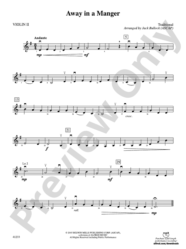 Away in a Manger: 2nd Violin: 2nd Violin Part - Digital Sheet Music ...