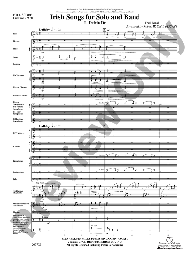 Irish Songs: Score: Concert Band Score - Digital Sheet Music Download