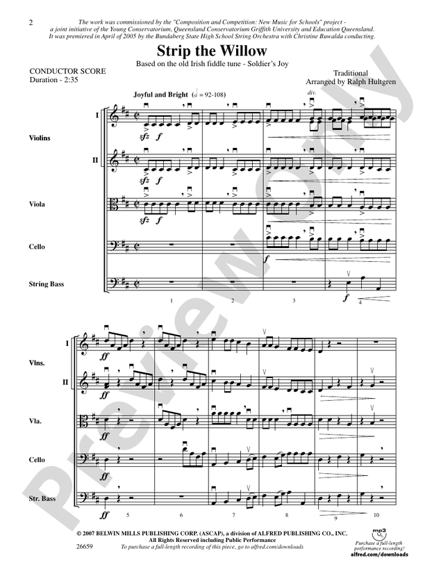 Strip the Willow: String Orchestra Conductor Score & Parts - Digital ...