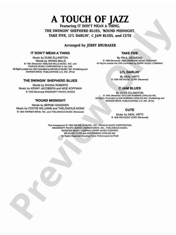 A Touch of Jazz: Score: Full Orchestra Score - Digital Sheet Music Download