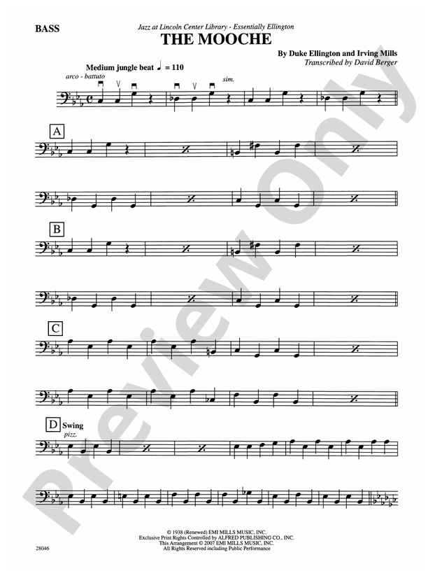 The Mooche: String Bass: String Bass Part - Digital Sheet Music Download