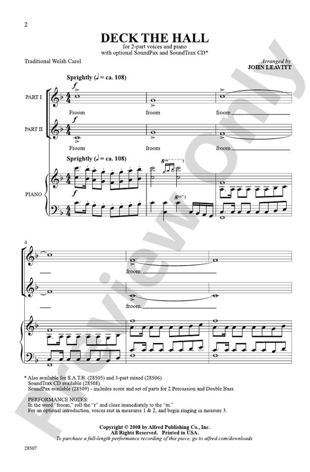 Deck the Hall: 2-Part Choral Octavo - Digital Sheet Music Download