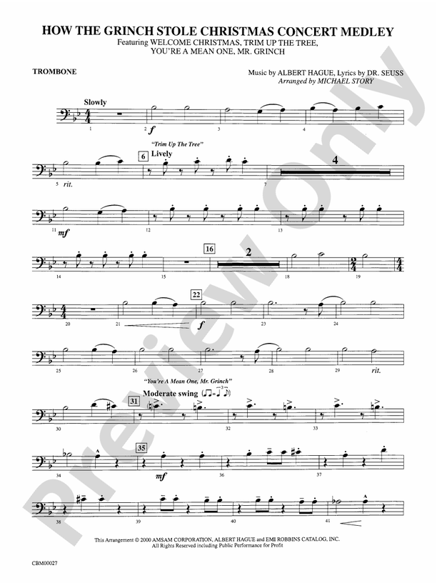 How the Grinch Stole Christmas: 1st Trombone: 1st Trombone Part ...