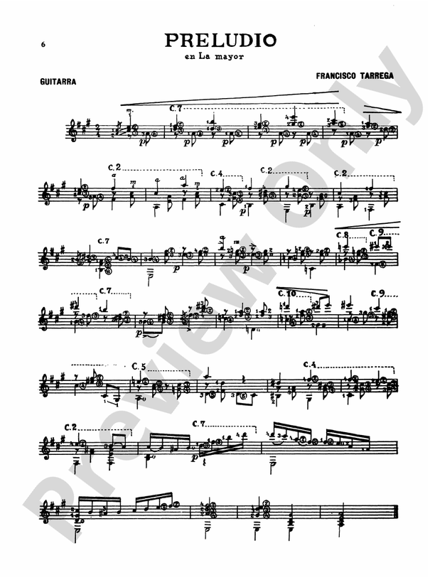 Tárrega: Album of Selected Works: Prelude in A Major Part - Digital ...