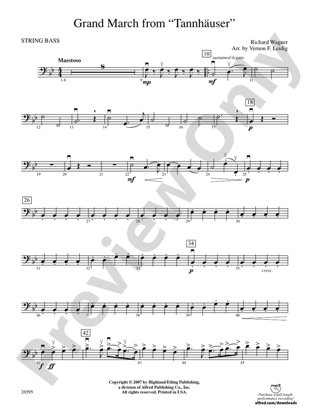 Grand March from Tannhäuser: String Bass: String Bass Part - Digital ...