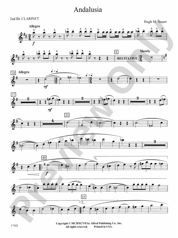 Andalusia: 2nd B-flat Clarinet: 2nd B-flat Clarinet Part - Digital ...