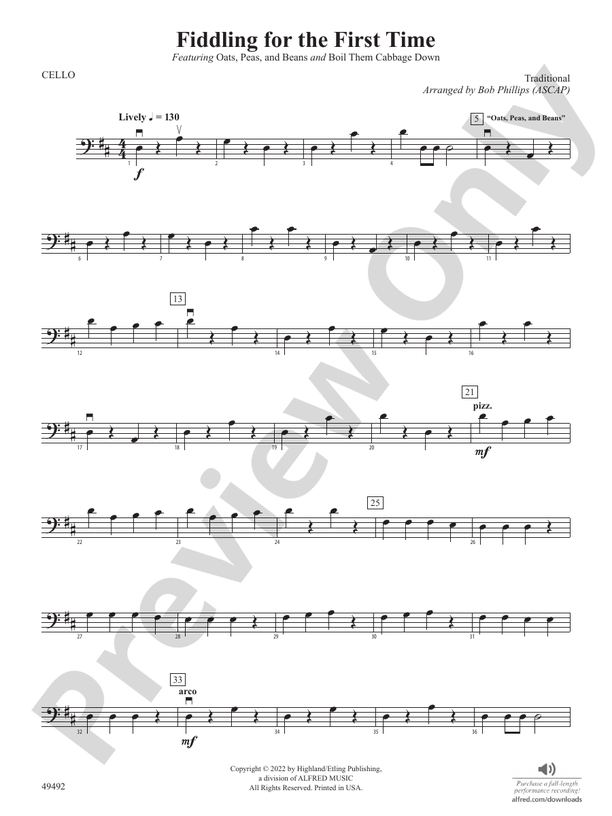 Fiddling for the First Time: Cello: Cello Part - Digital Sheet Music ...