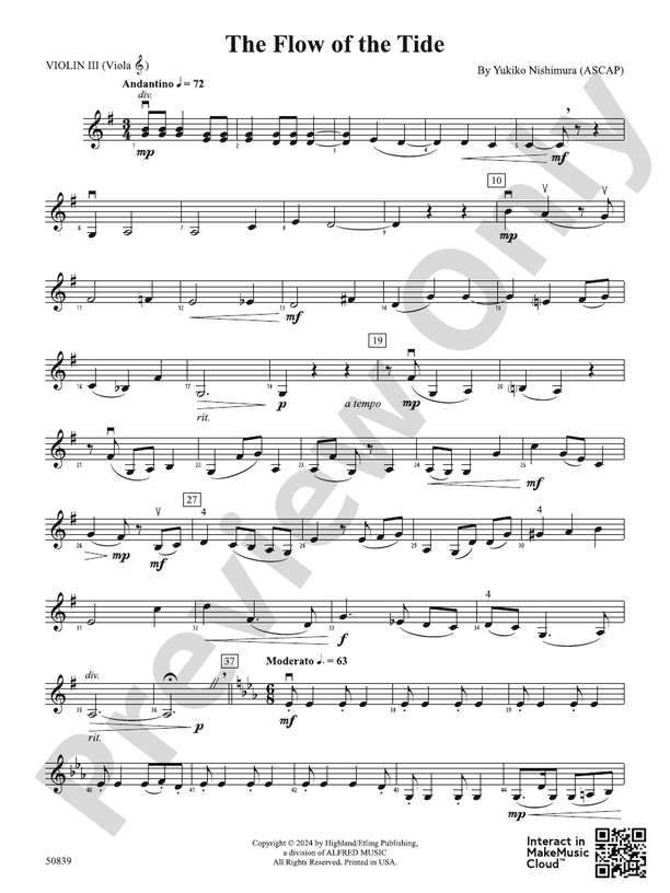 The Flow of the Tide: 3rd Violin (Viola [TC]): 3rd Violin (Viola [TC ...