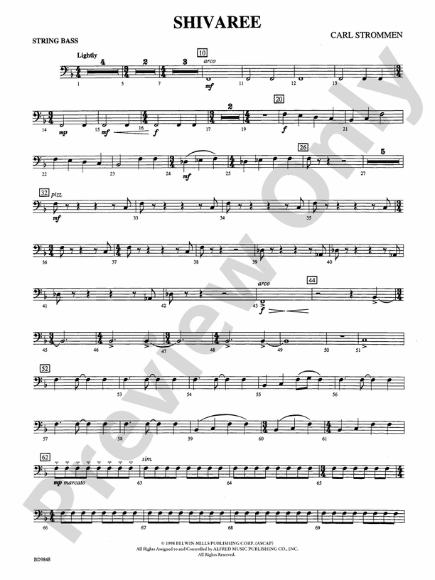 Shivaree: String Bass: String Bass Part - Digital Sheet Music Download