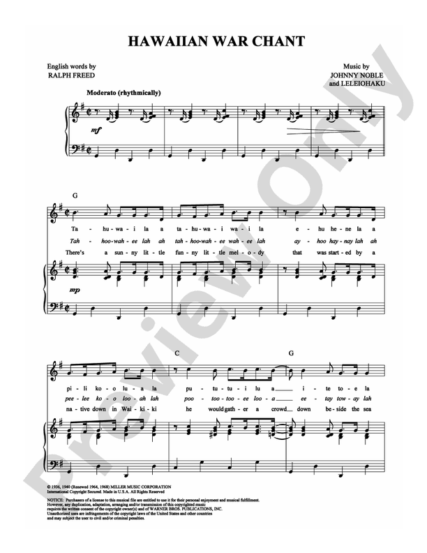 Hawaiian War Chant: Piano/Vocal/Chords: Leleiohaku - Digital Sheet Music Download