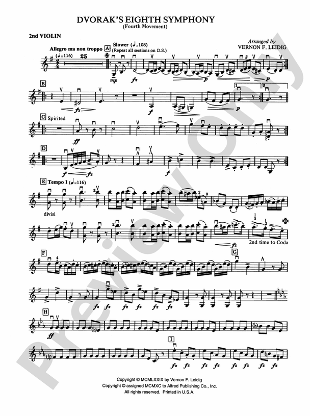 Dvorák's 8th Symphony, 4th Movement: 2nd Violin: 2nd Violin Part ...