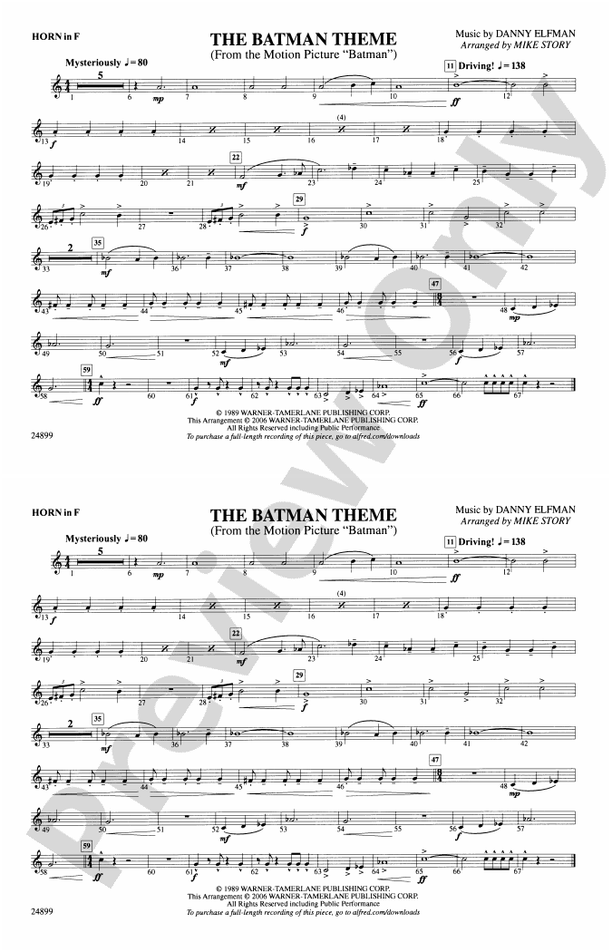 The Batman Theme (from Batman): 1st F Horn: 1st F Horn Part - Digital ...