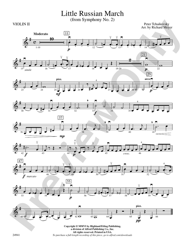 Little Russian March (from Symphony No. 2): 2nd Violin: 2nd Violin Part - Digital Sheet Music ...
