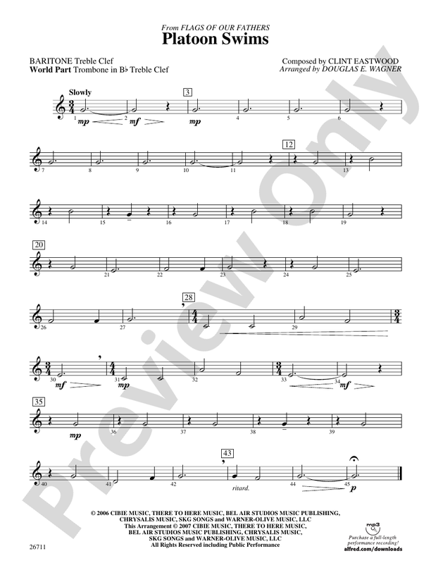 Platoon Swims: Baritone T.C.: Baritone T.C. Part - Digital Sheet Music Download