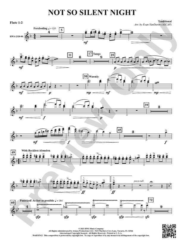 Not So Silent Night: 1st & 2nd Flute: 1st & 2nd Flute Part - Digital ...