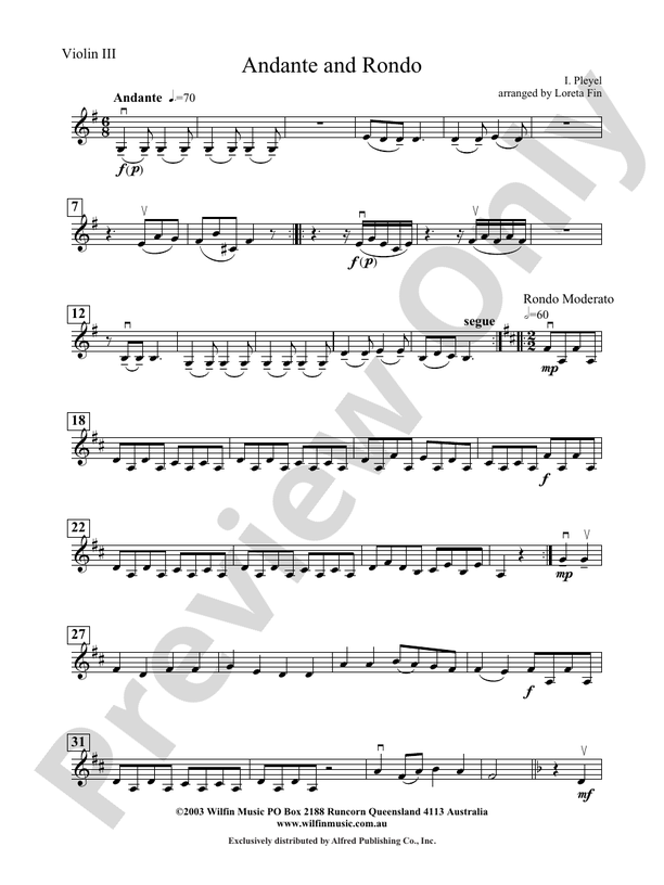 Andante and Rondo: 3rd Violin (Viola [TC]): 3rd Violin (Viola [TC ...