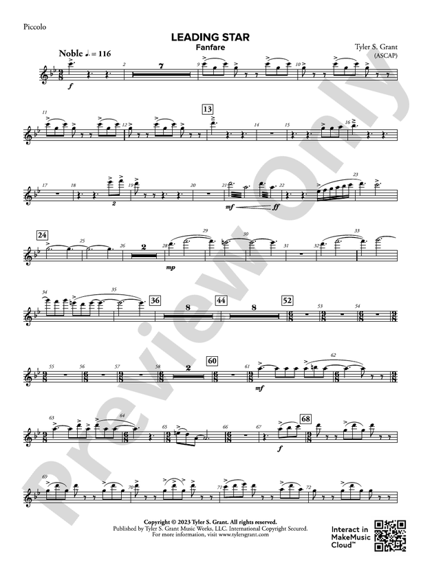 Leading Star Fanfare: Piccolo: Piccolo Part - Digital Sheet Music Download