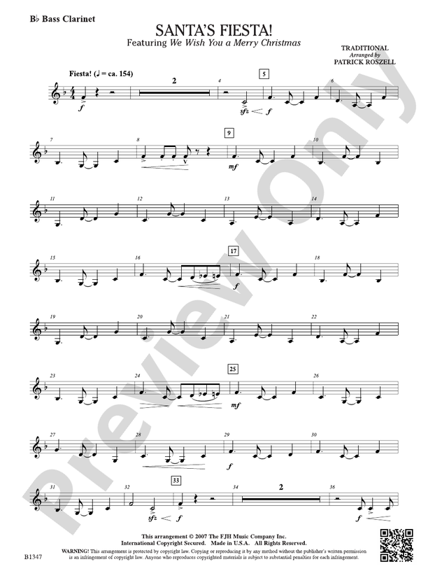 Santa's Fiesta!: B-flat Bass Clarinet: B-flat Bass Clarinet Part ...
