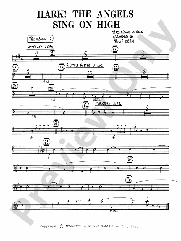 Hark! The Angels Sing on High: 2nd Trombone: 2nd Trombone Part - Digital Sheet Music Download