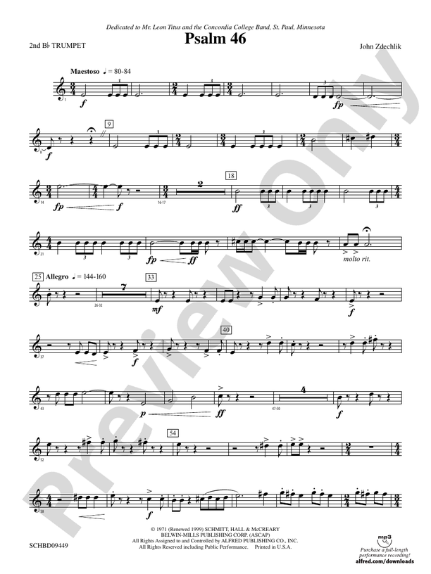 Psalm 46: 2nd B-flat Trumpet: 2nd B-flat Trumpet Part - Digital Sheet ...