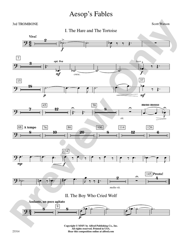 Aesop's Fables: 3rd Trombone: 3rd Trombone Part - Digital Sheet Music ...