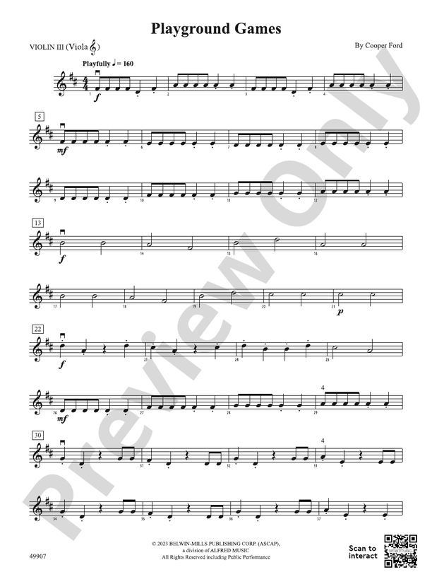 Playground Games: 3rd Violin (Viola [TC]): 3rd Violin (Viola [TC]) Part ...
