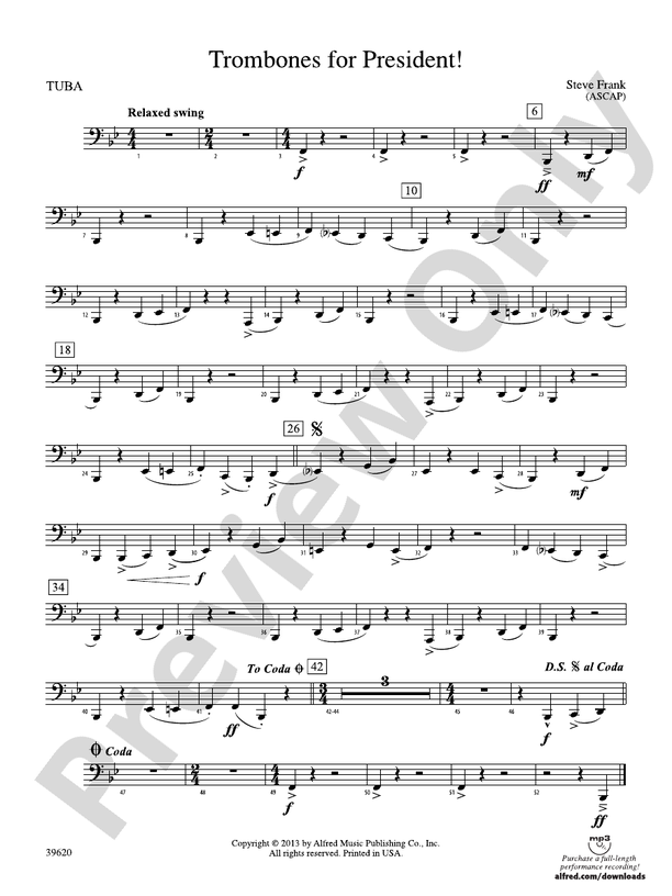 Trombones for President!: Tuba: Tuba Part - Digital Sheet Music Download