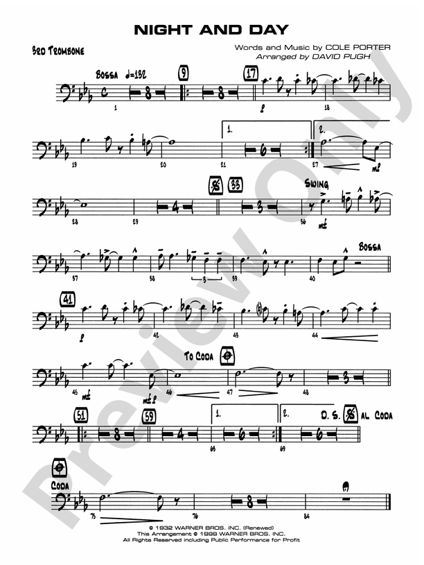 Night and Day: 3rd Trombone: 3rd Trombone Part - Digital Sheet Music ...