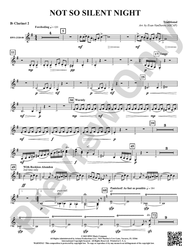 Not So Silent Night: 2nd B-flat Clarinet: 2nd B-flat Clarinet Part ...