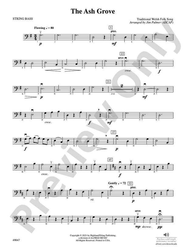 The Ash Grove: String Bass: String Bass Part - Digital Sheet Music Download