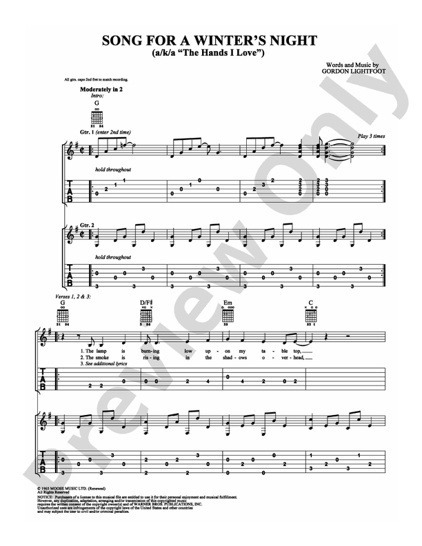 Song for a Winter's Night: Easy Guitar: Gordon Lightfoot - Digital ...