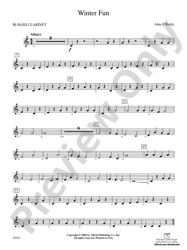 Winter Fun: B-flat Bass Clarinet: B-flat Bass Clarinet Part - Digital ...